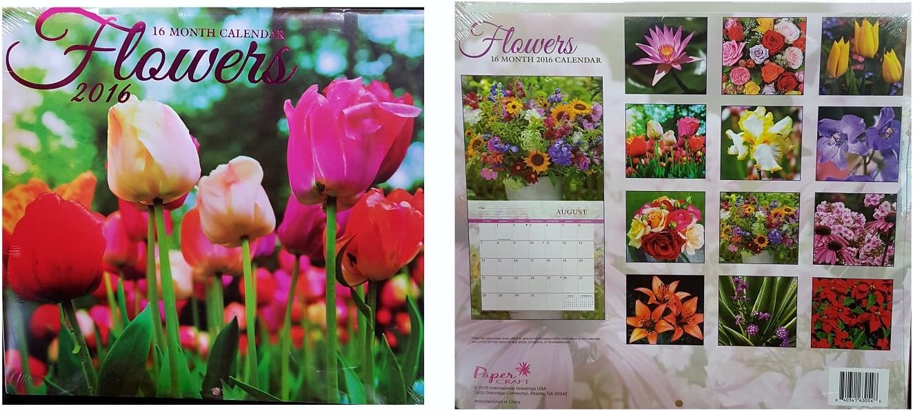 Amazon.com: 2016 Calendar Flower Theme Wall Calender Cute Exotic New ...
