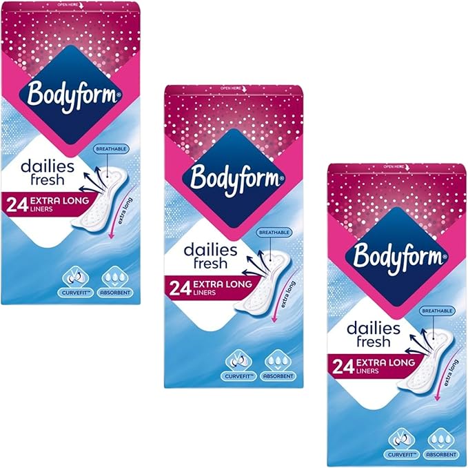 Bodyform Extra Long Panty Liners for Women | 3 Pack x 24 Bodyform Panty ...