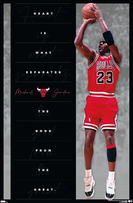 Amazon.com: Michael Jordan - Heart Wall Poster, 34L" x 22.4W", Premium ...