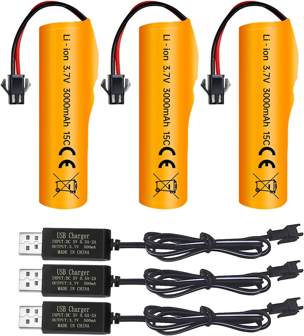 Amazon.co.jp: 3つの3.7V 3000mAh SM-2PプラグリチウムイオンバッテリーとUSB充電ケーブル、DE42 DE44 ...