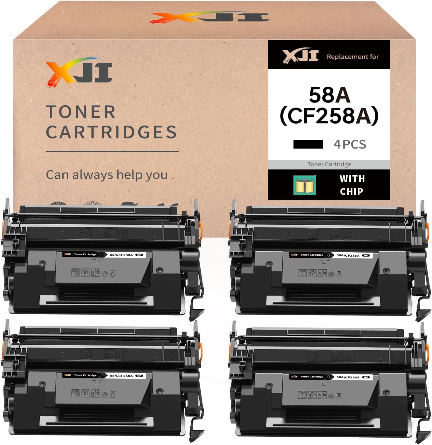 Amazon.com: XJI 58A(with Chip) 4 Pack Black Compatible Toner Cartridges Replacement for HP ...