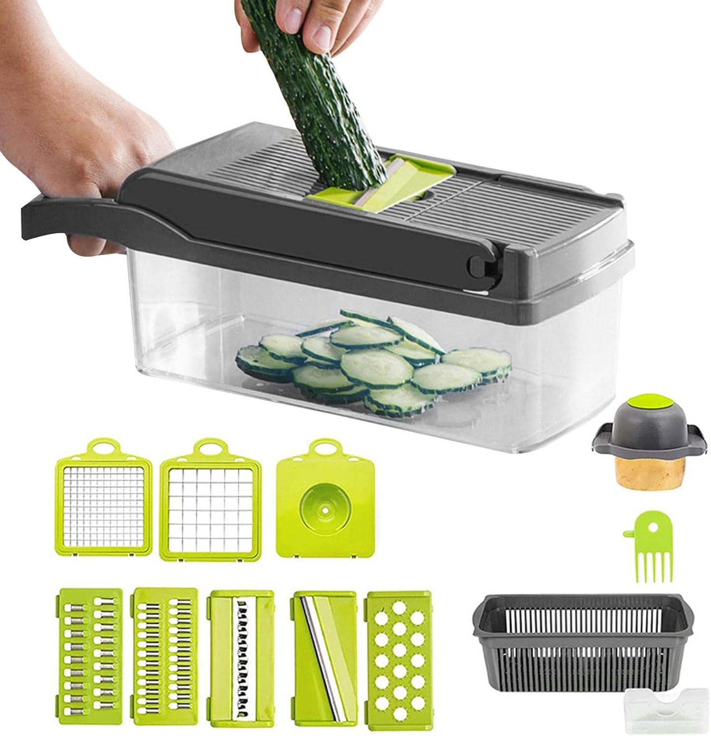 Amazon.com: Vegetable Chopper - 1.2L Food Container and Draining Basket ...