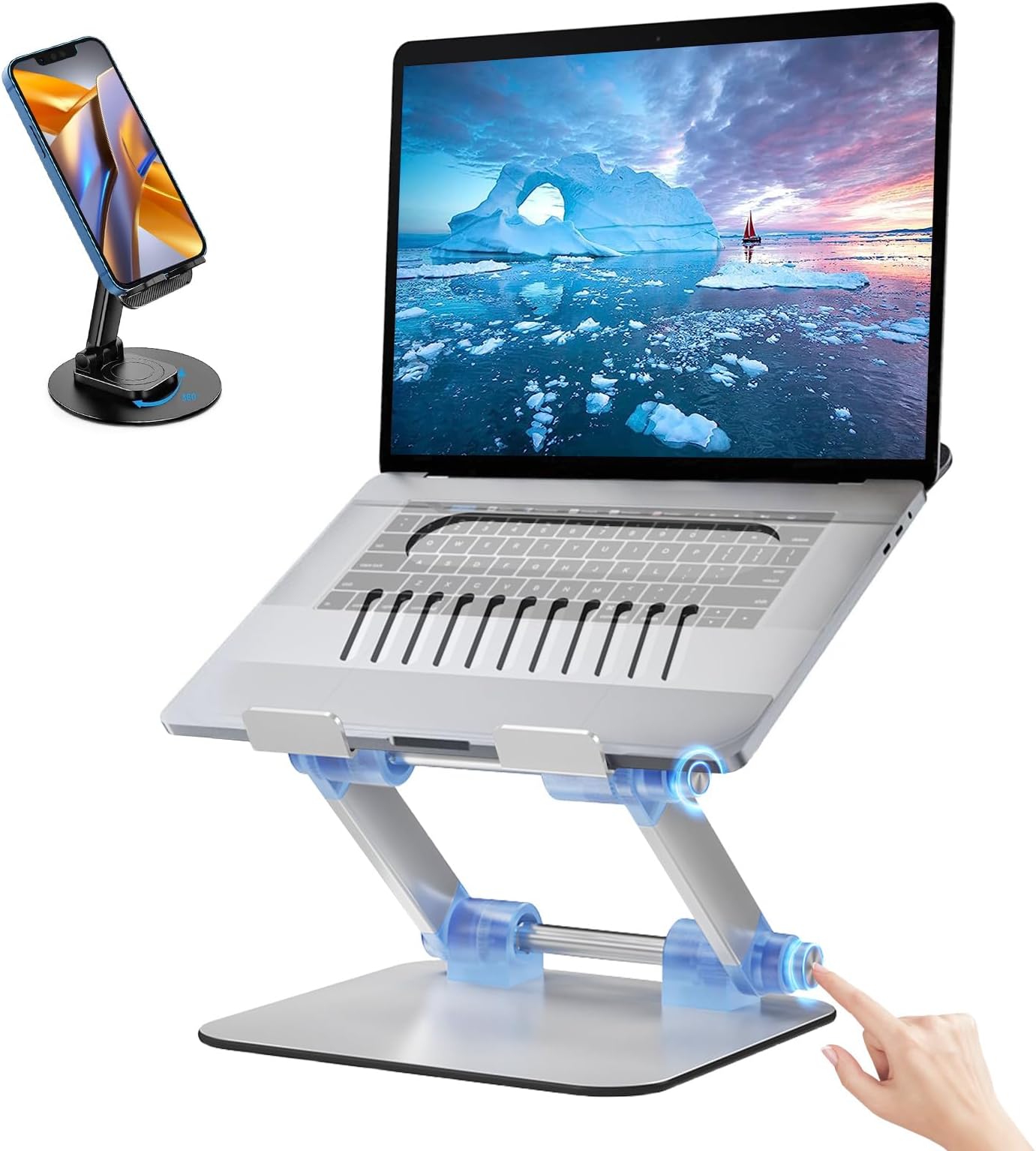 zezelife Soporte para Laptop Pesada, Base Aluminio Plegable Bloqueo y ...