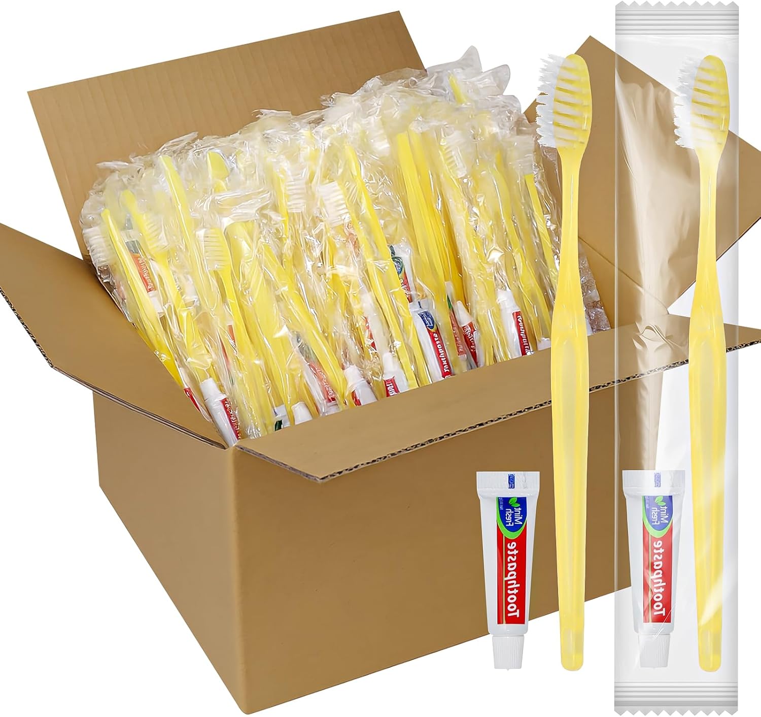 200 Pack Disposable Toothbrushes with Toothpaste,Single Use Travel ...