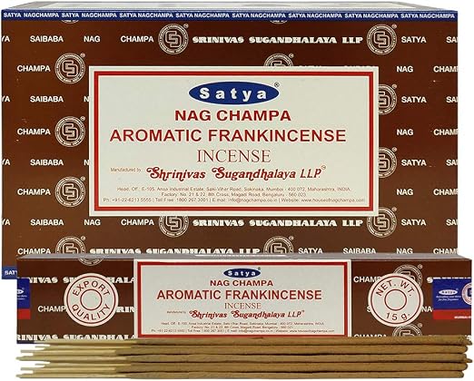 Amazon.com: Satya 01344 Aromatic Frankincense Incense Sticks, 12 Packs ...