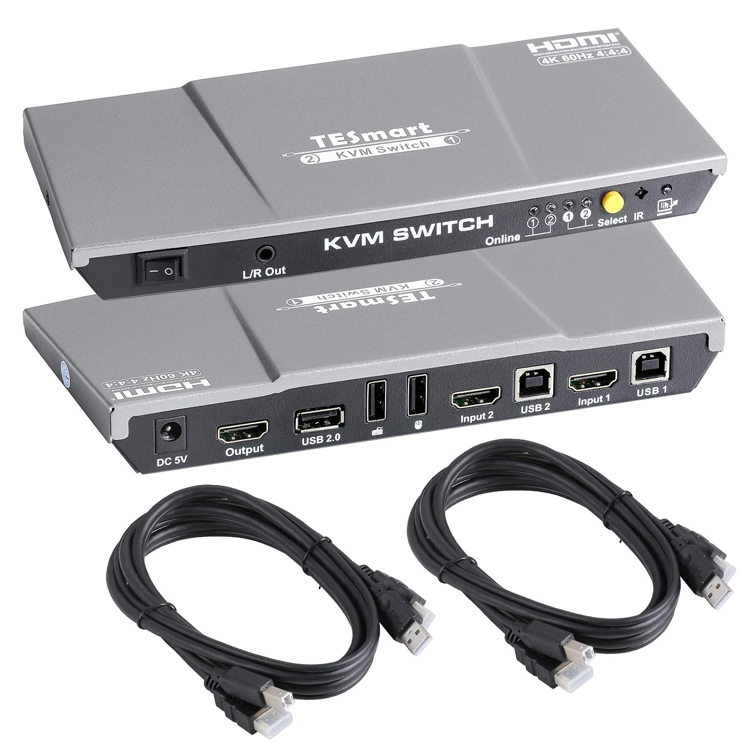 TESmart 2 Ports HDMI KVM Switch 4K@60Hz 4:4:4 Ultra HD| 2x1 KVM ...