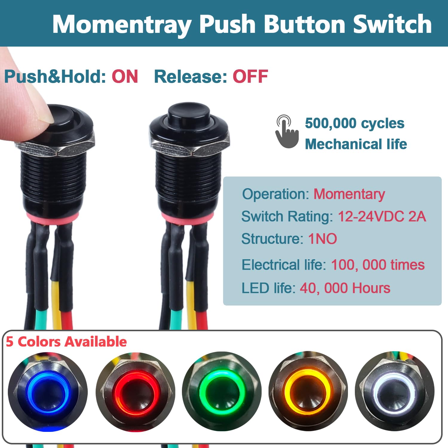 Snapklik.com : DMWD 5pcs 12mm Metal Momentary Push Button Switch 12V ...
