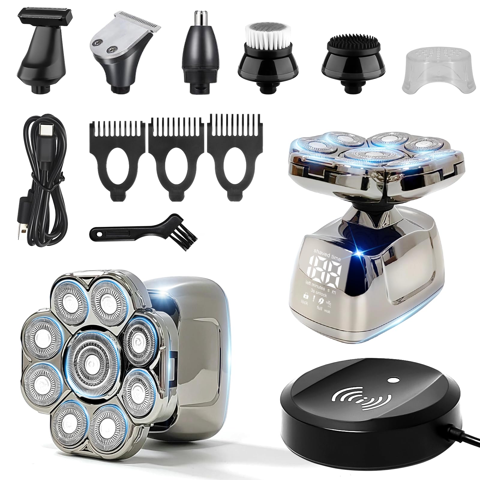 Amazon.com: 9D Floating Head Shaver - Wet and Dry Head Shavers for Bald ...