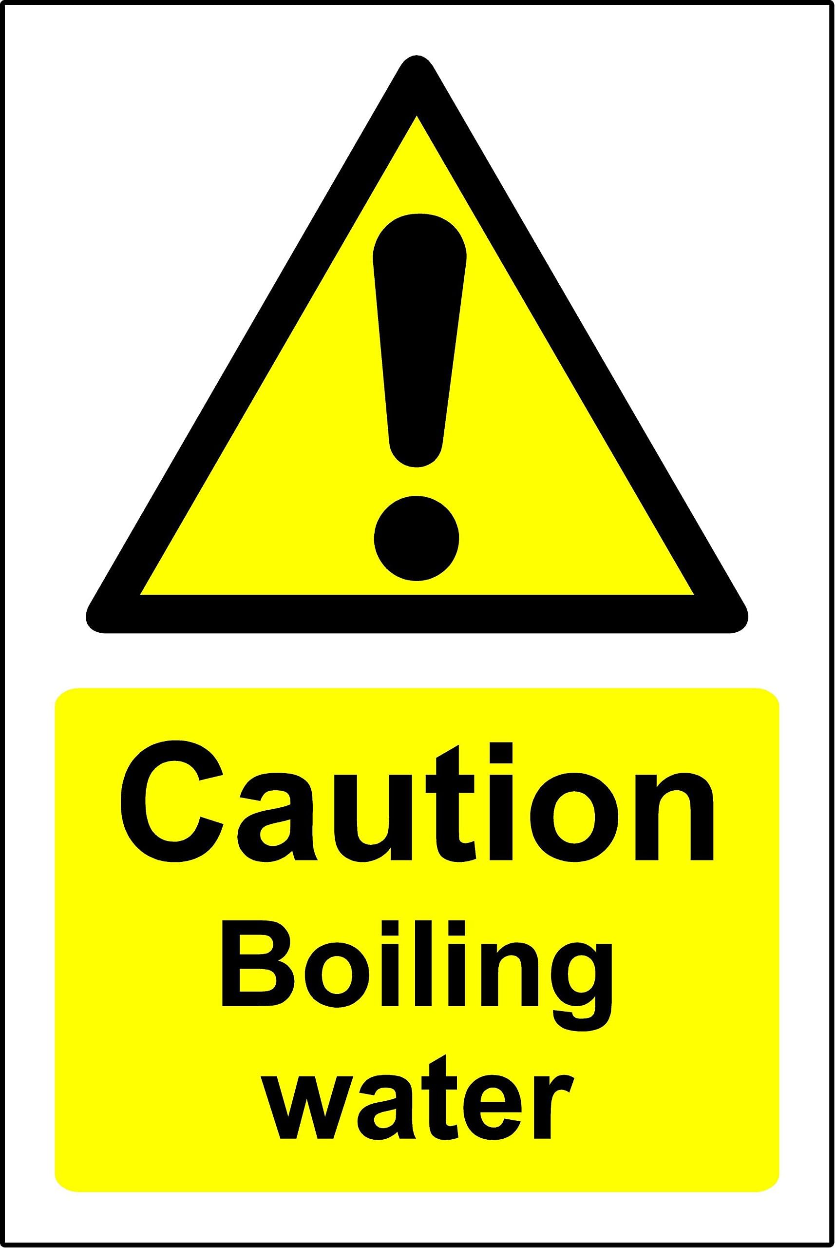 Warning boiling water safety sign - Self adhesive sticker 100mm x 70mm ...