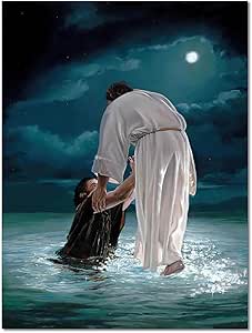 UYMHUKZ Christian Jesus Heals Bible Wall Art Jesus Saves Peter From ...