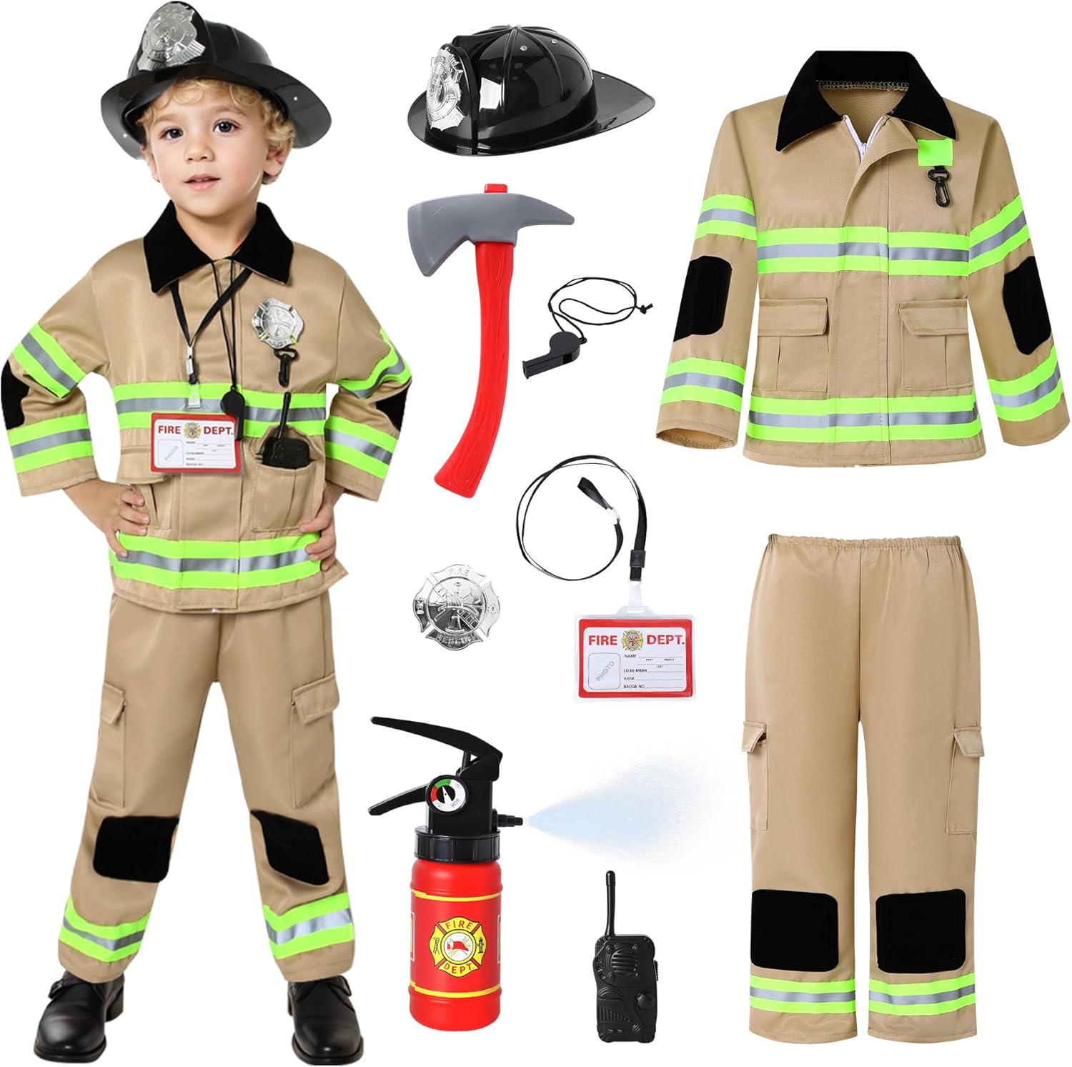 Fireman Costume for Toddler Boy Firefighter Costume Kids Role Play ...