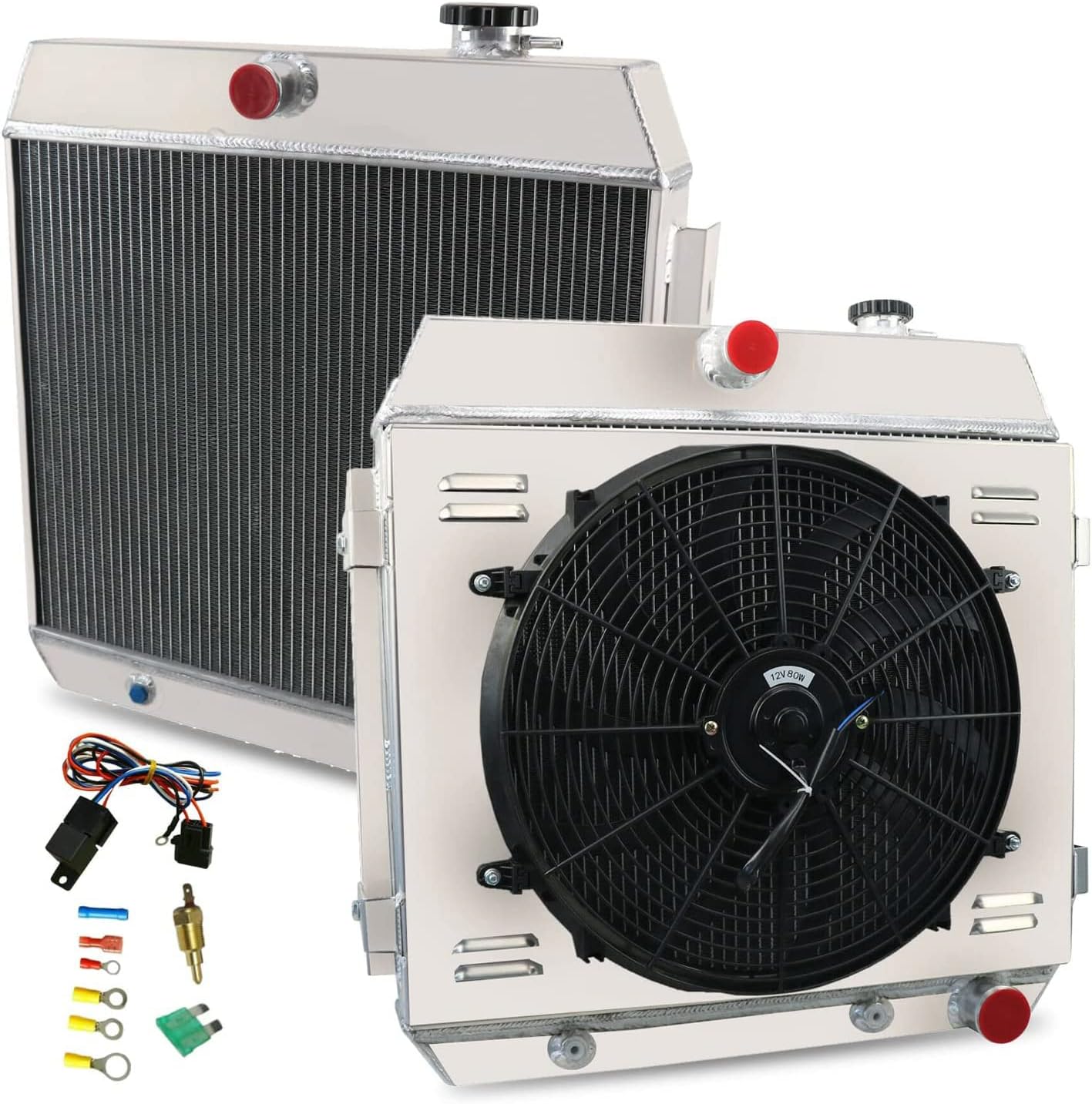 Amazon.com: COOLINGBEST Aluminum Radiator for 1955 1956 1957 Chevy Bel ...