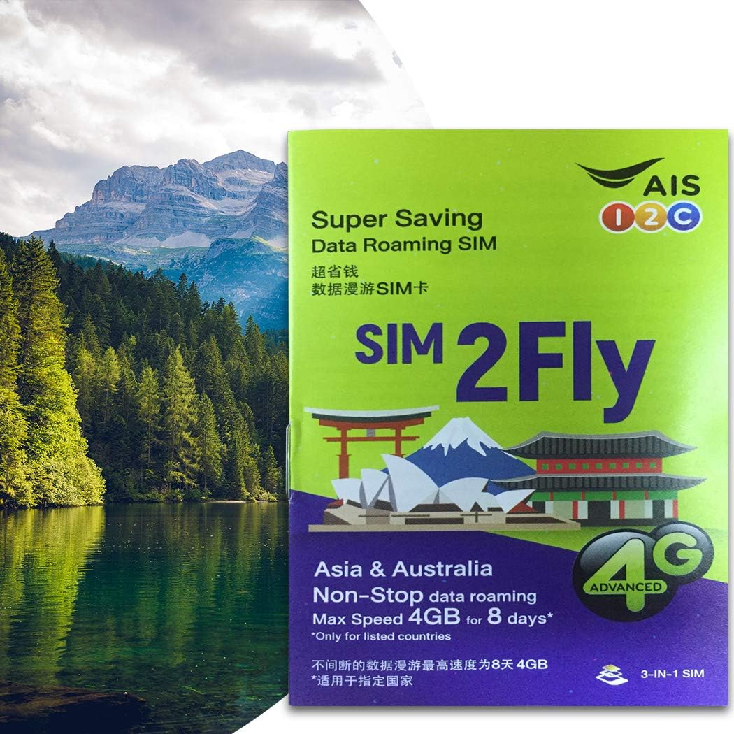 AIS Prepaid SIM card Asia - 4GB Data for 8 Days Roaming in 18 Countries ...