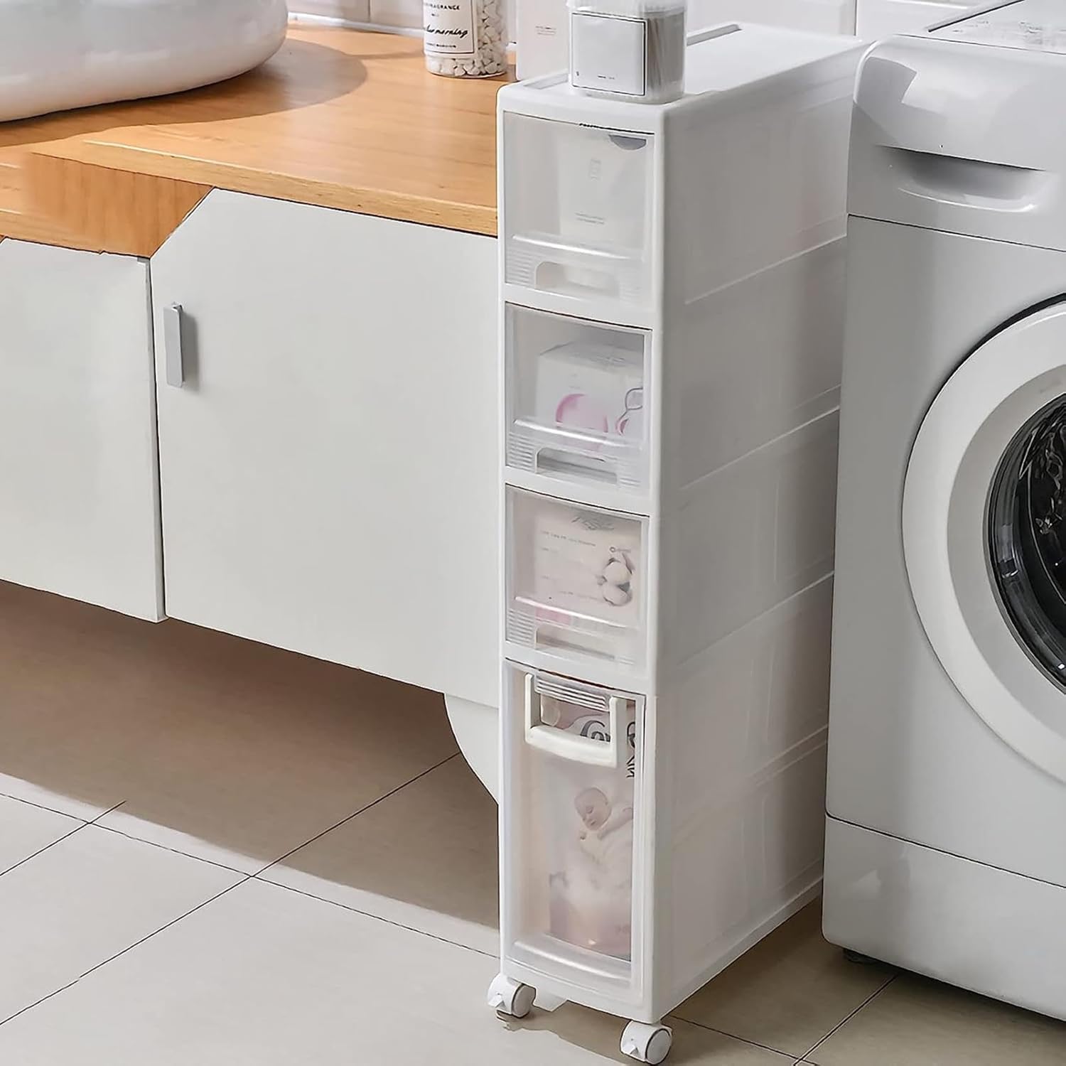 Amazon.com: Narrow Slim Storage Drawer Cart, with Clear Storage Drawers ...