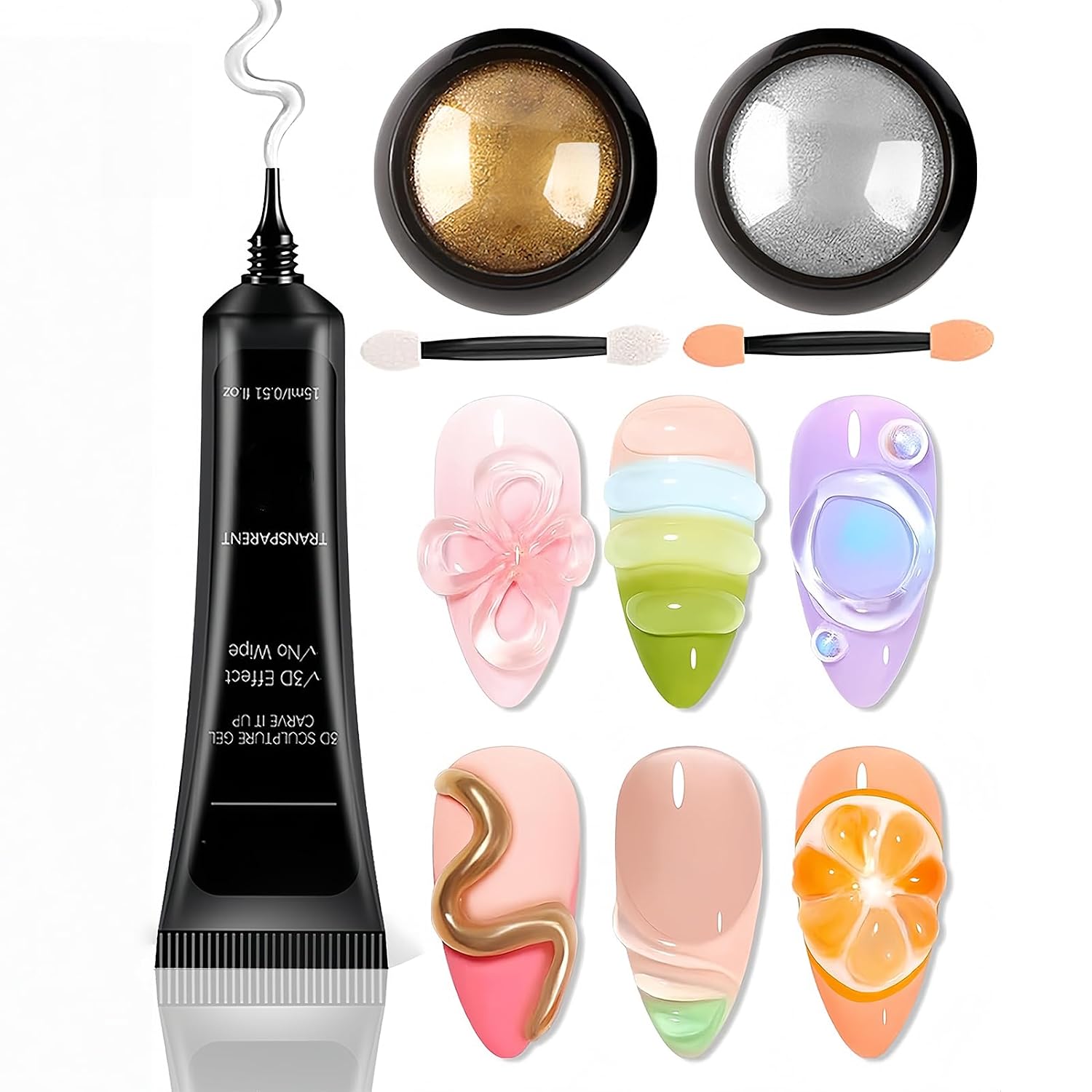 Amazon.com: ASMAYSA 15ML 3D Sculpting Gel for Nail Art with Silver and ...