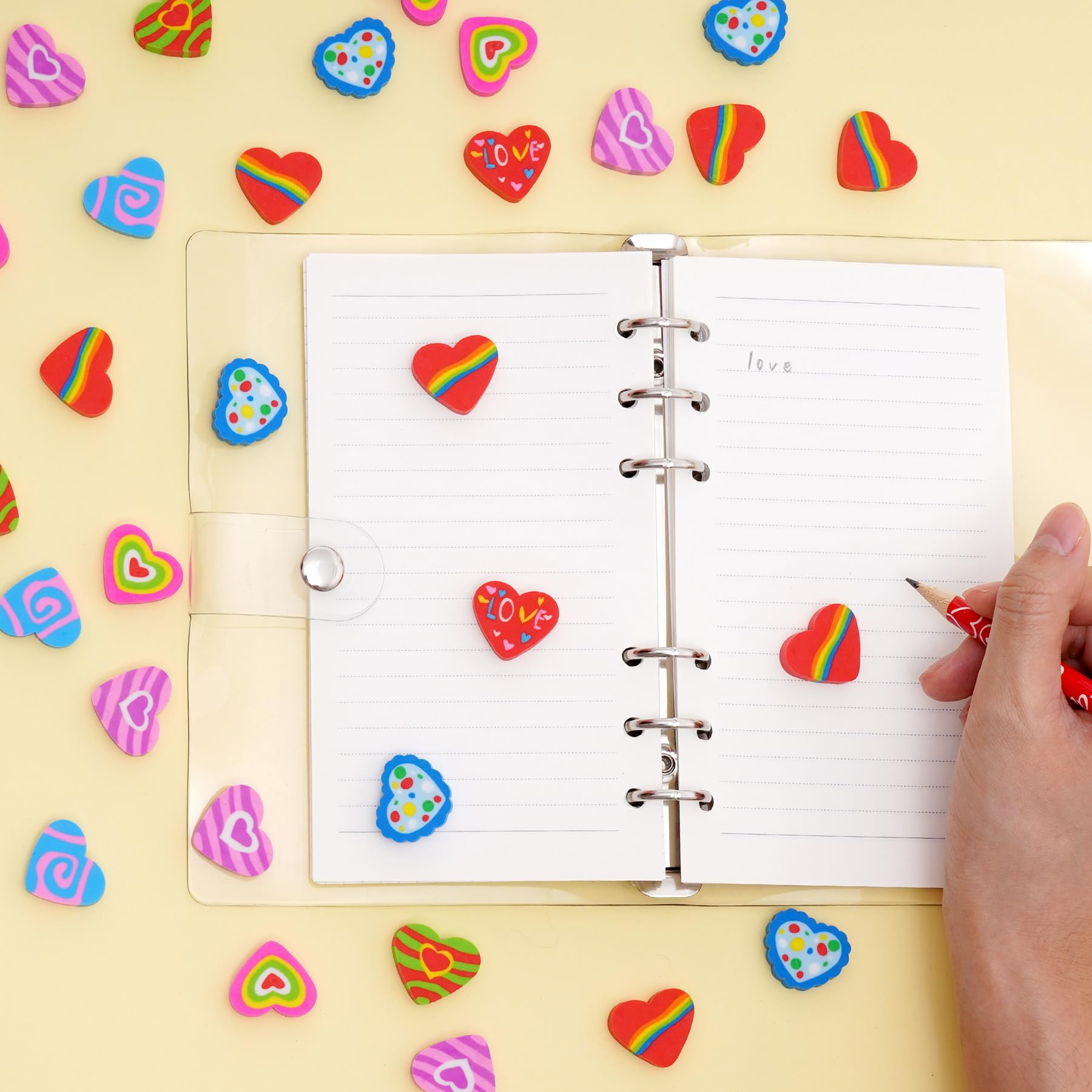 Snapklik.com : 60pcs Valentines Day Erasers For Kids, Mini Heart Pencil ...