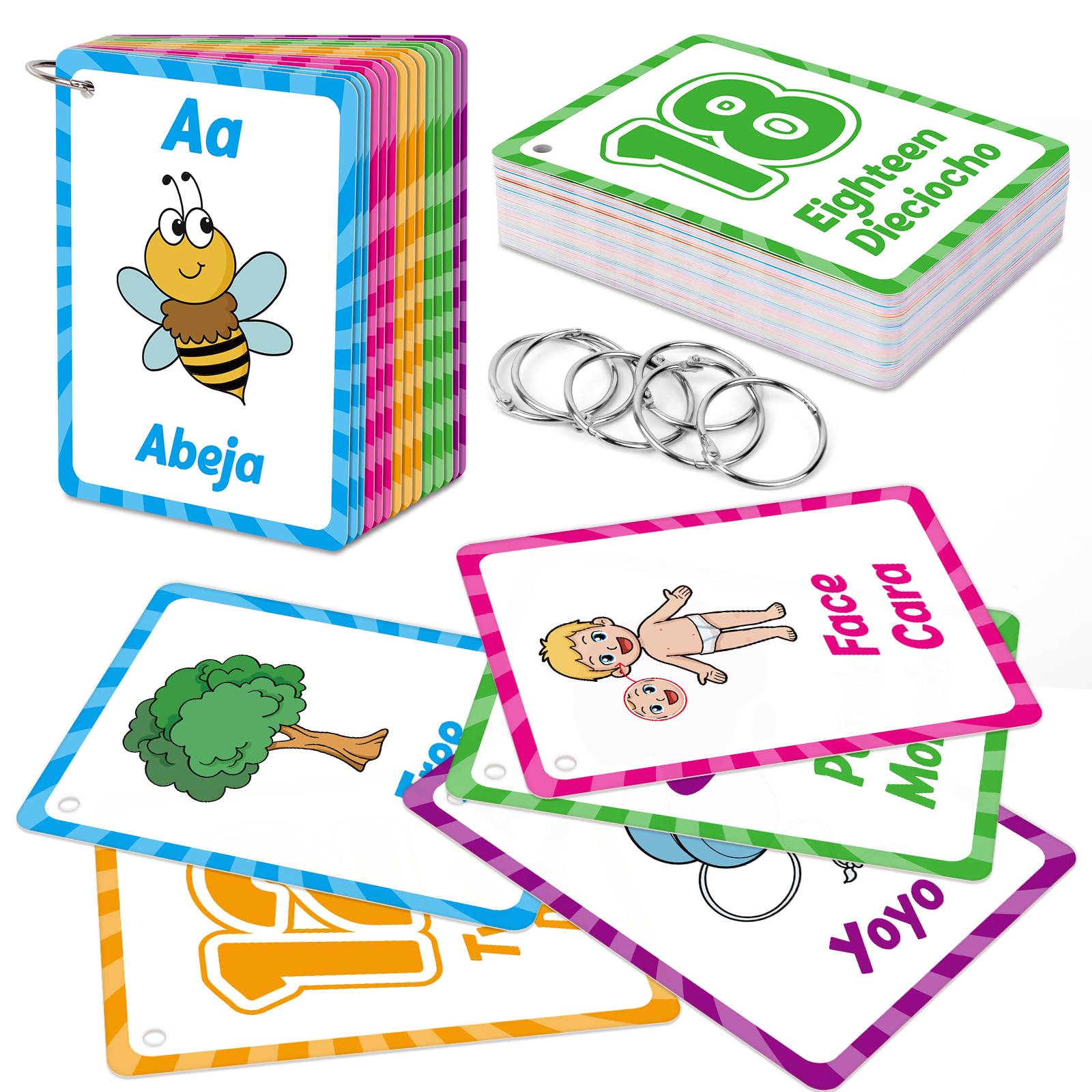 Amazon.com: Edulok Bilingual Flash Cards, Spanish to English, Spanish ...
