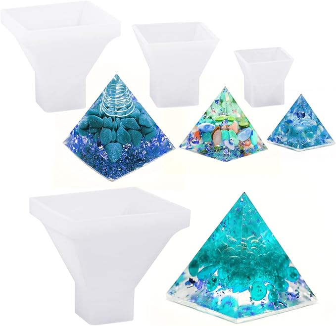 XIACHAOFI 4 Size DIY Ornat decor Mould, Pyramid Silicone Mold Pyramid ...