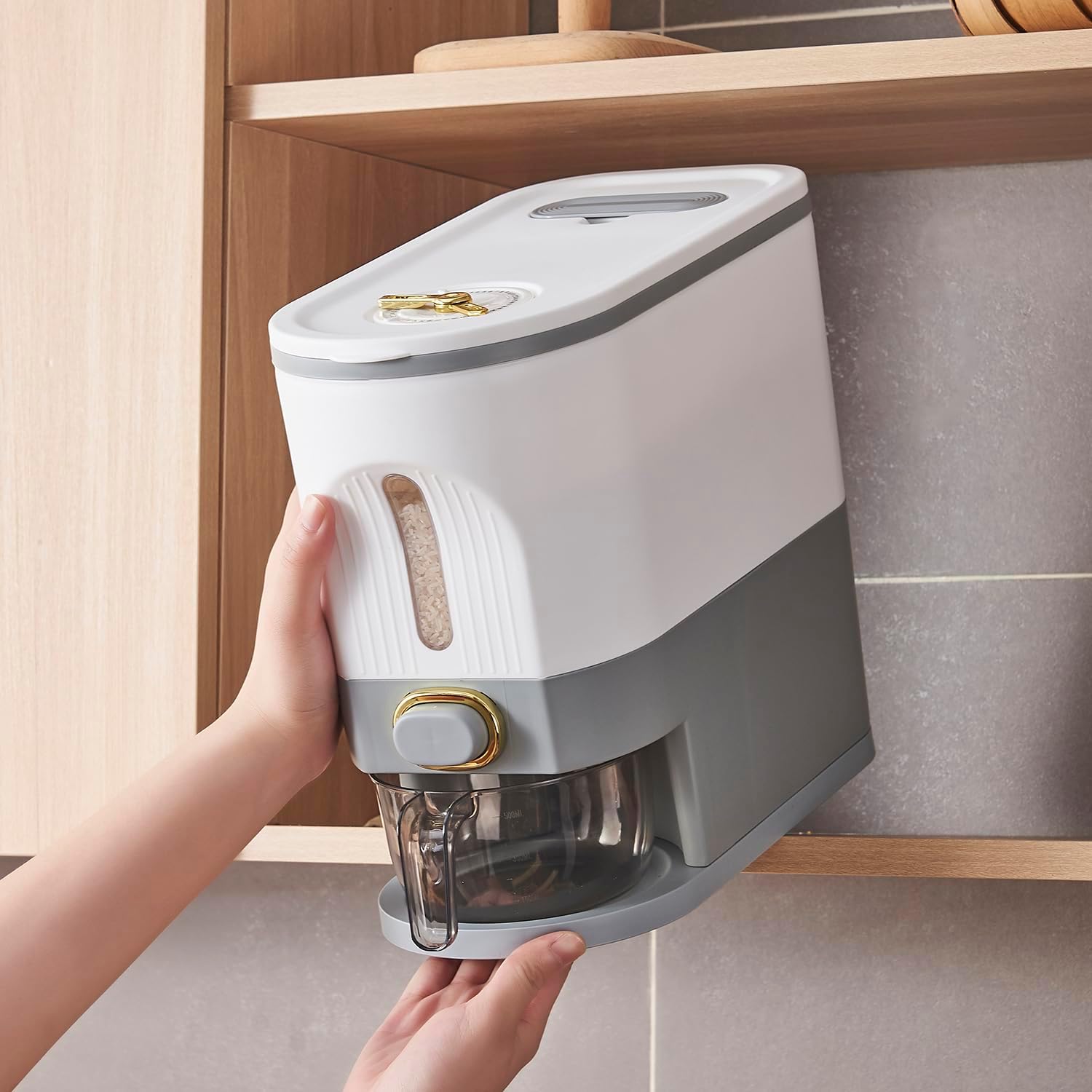 Amazon.com: Sooyee 11Lbs Rice Dispenser, Large Grain Container Storage ...