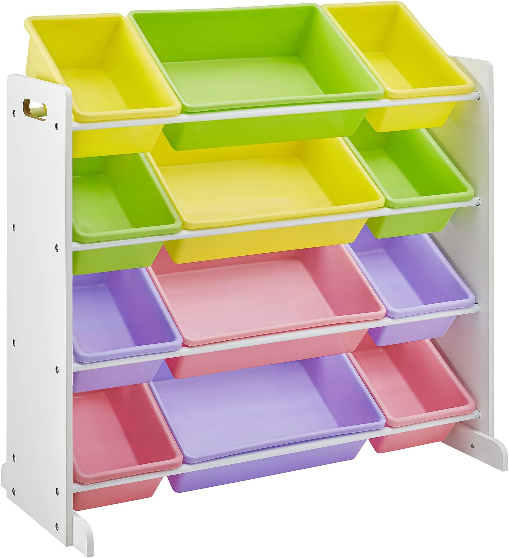 Amazon Basics Kids’ Toy Storage Organiser with 12 Plastic Bins, White ...