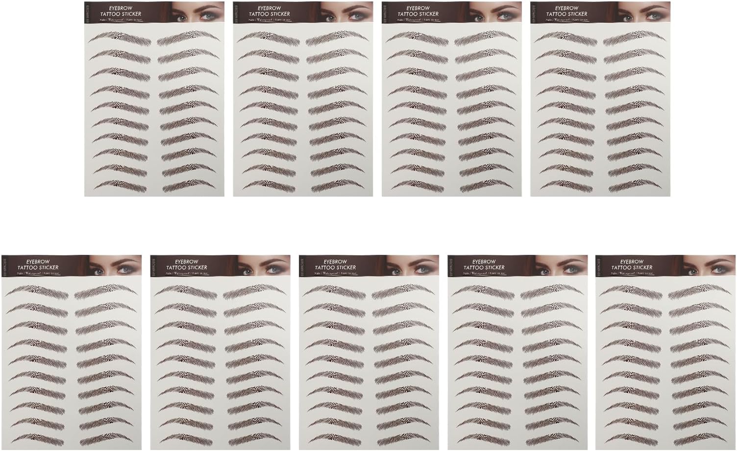 Amazon.com : 8 Sheets Eyebrow Tattoo 80 Pairs 4D Hair-Like Waterproof ...