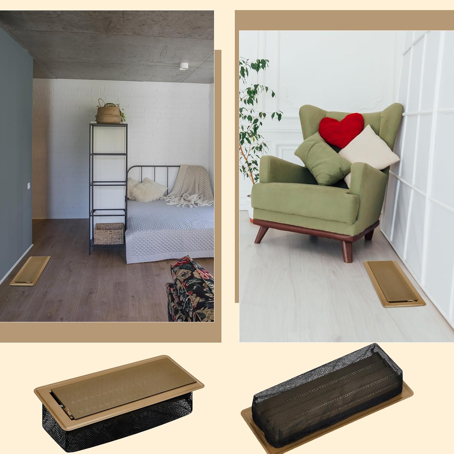 Zonon Juego de 40 cubiertas de ventilación de piso resistentes, incluye ...