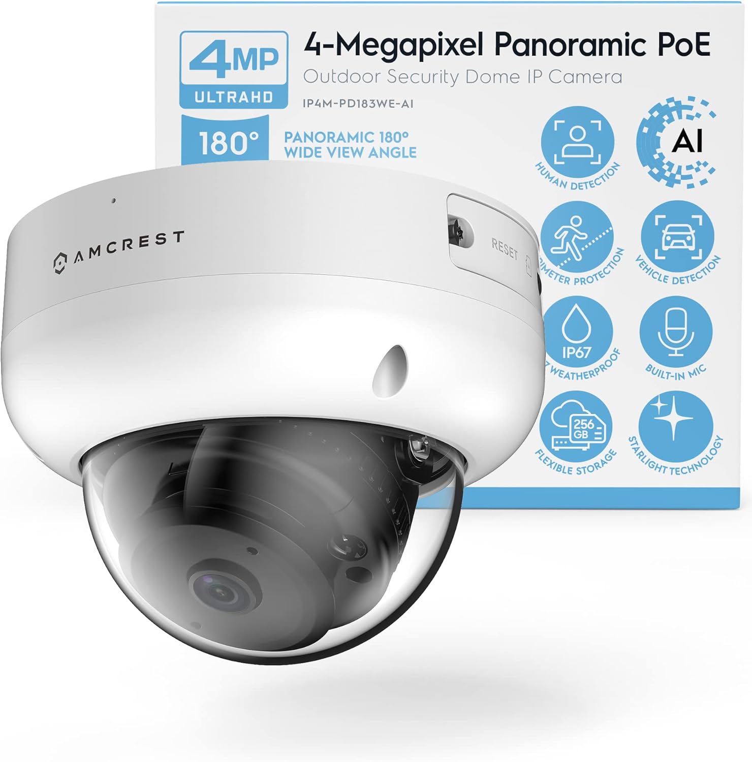 Amazon.com : Amcrest Panoramic IP POE Camera, 180° Panoramic 4-Megapixel POE IP Dome Camera ...