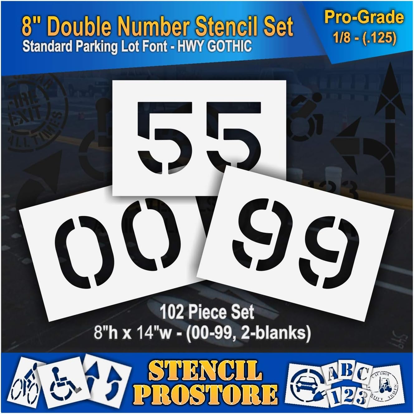 Amazon.com : Pavement Stencils - 8 inch DOUBLE NUMBER Stencil Set - (00 ...