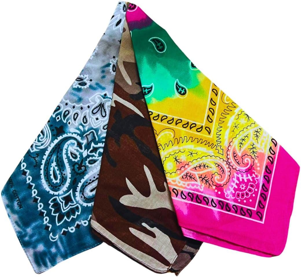 Amazon.com: Style Pro Bandanas for Men, Women and Kids, 3 Pack, 22x22 ...