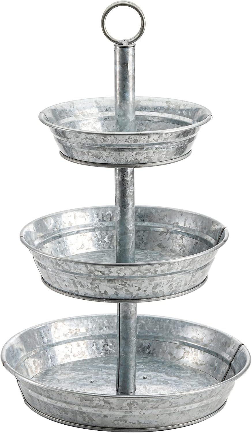 Okllen 3 Tier Serving Tray, Galvanized Metal Cupcake Stand Vintage ...