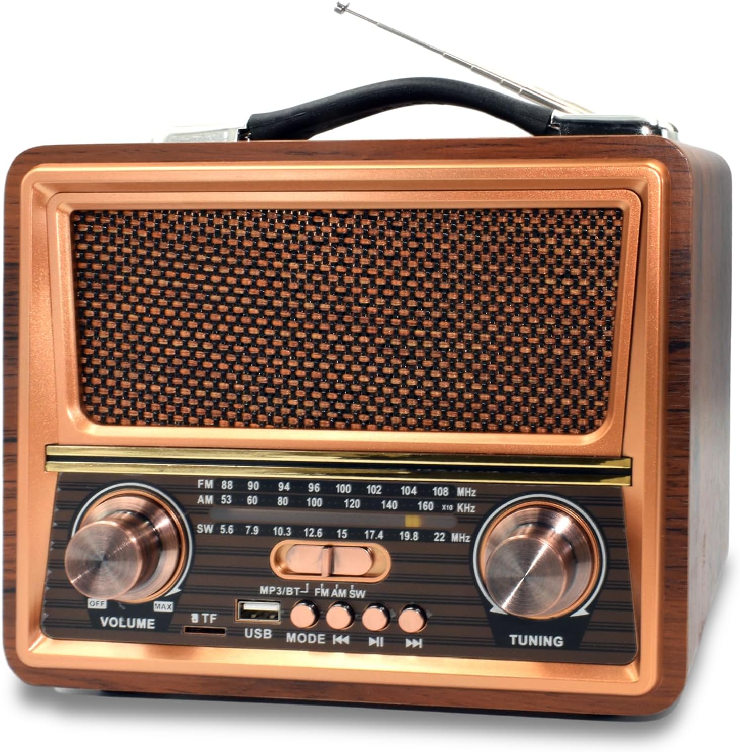 Amazon.com: VR-robot Retro Vintage Radio Bluetooth,Portable Radio AM FM ...