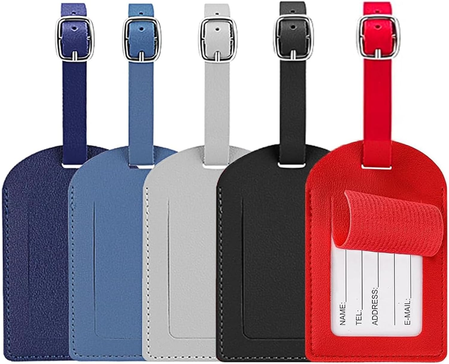 5pcs PU Leather Suitcase Tags Waterproof Luggage Labels, Handbag Tag Labels Travel Accessories ...