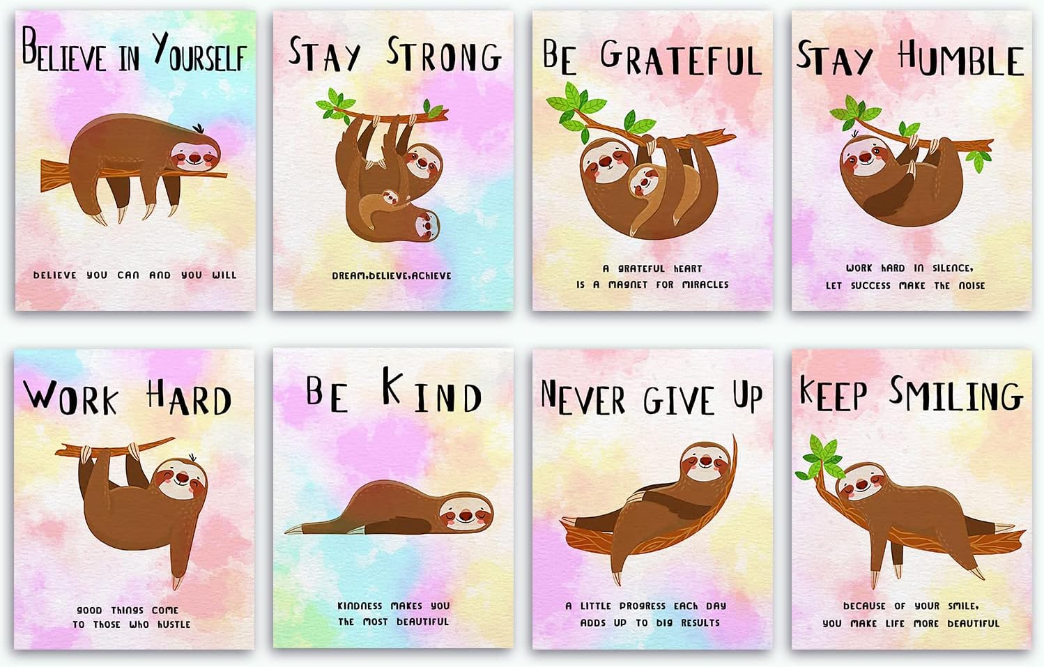 Amazon.com: Fengminyi Sloths design 8 powerful words Motivational Wall ...