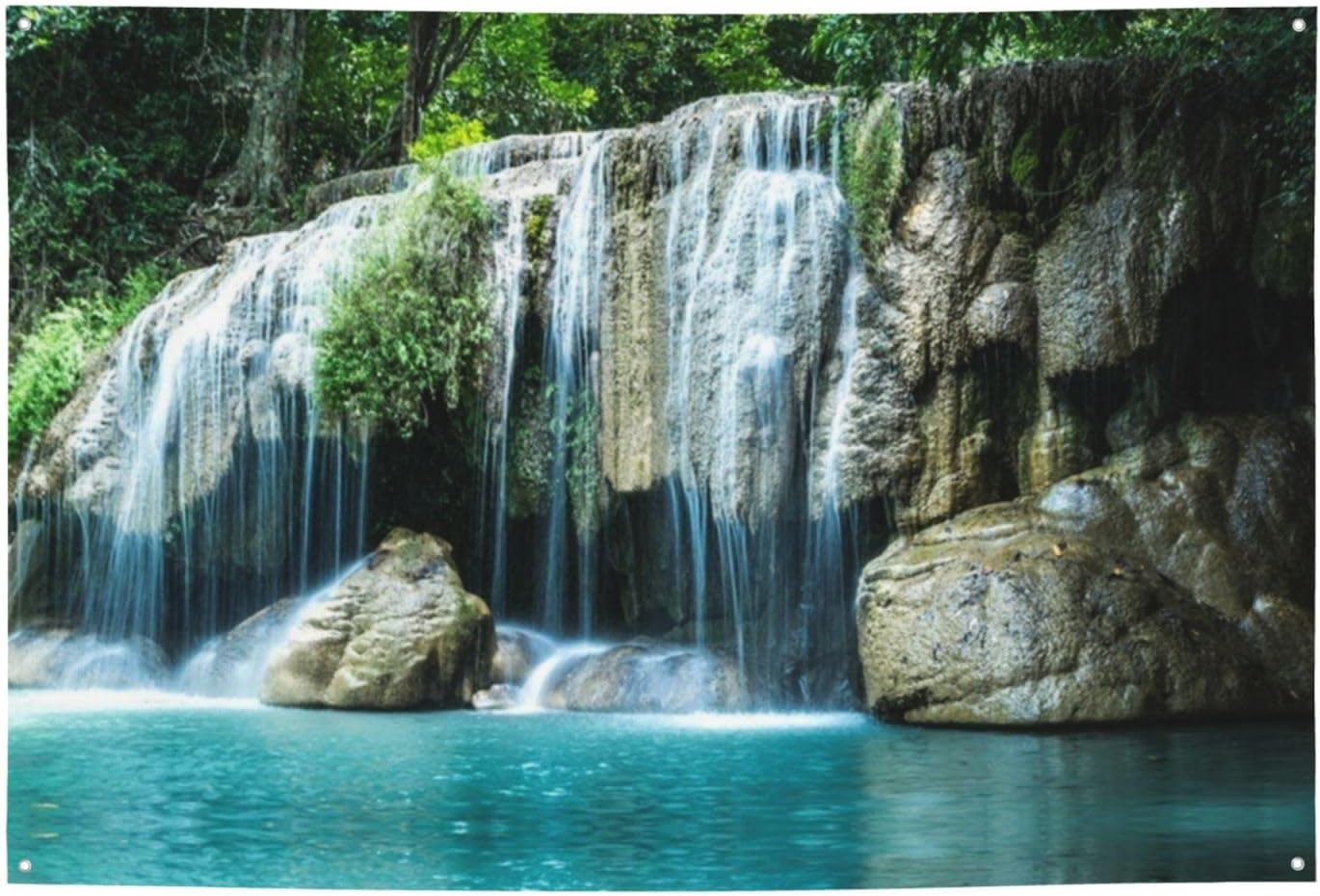 Amazon.com : Green Tropical Plants and Waterfall Banner Party Decor ...
