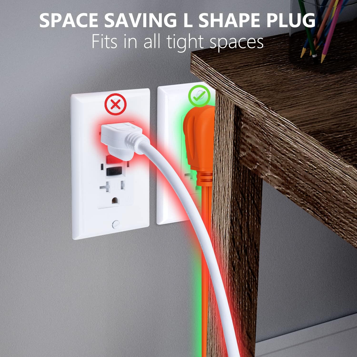 K KASONIC – Paquete de 2 cables de extensión de 3 salidas de 1 pie ...