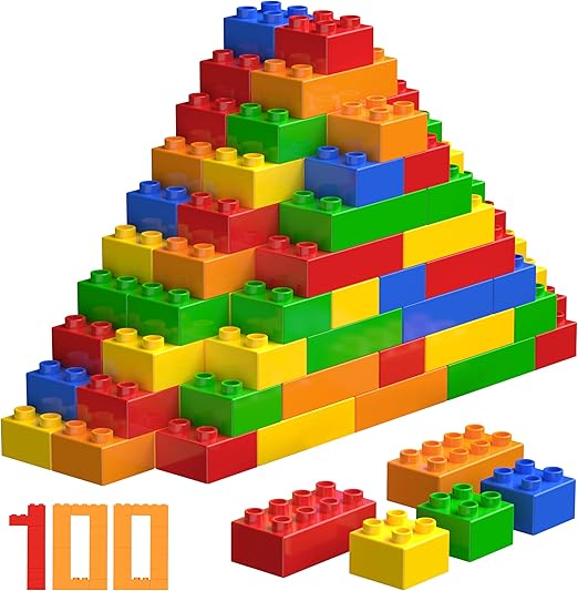 Amazon.com: WYSWYG 100 Pcs Jumbo Building Blocks Set for Toddlers (80 ...