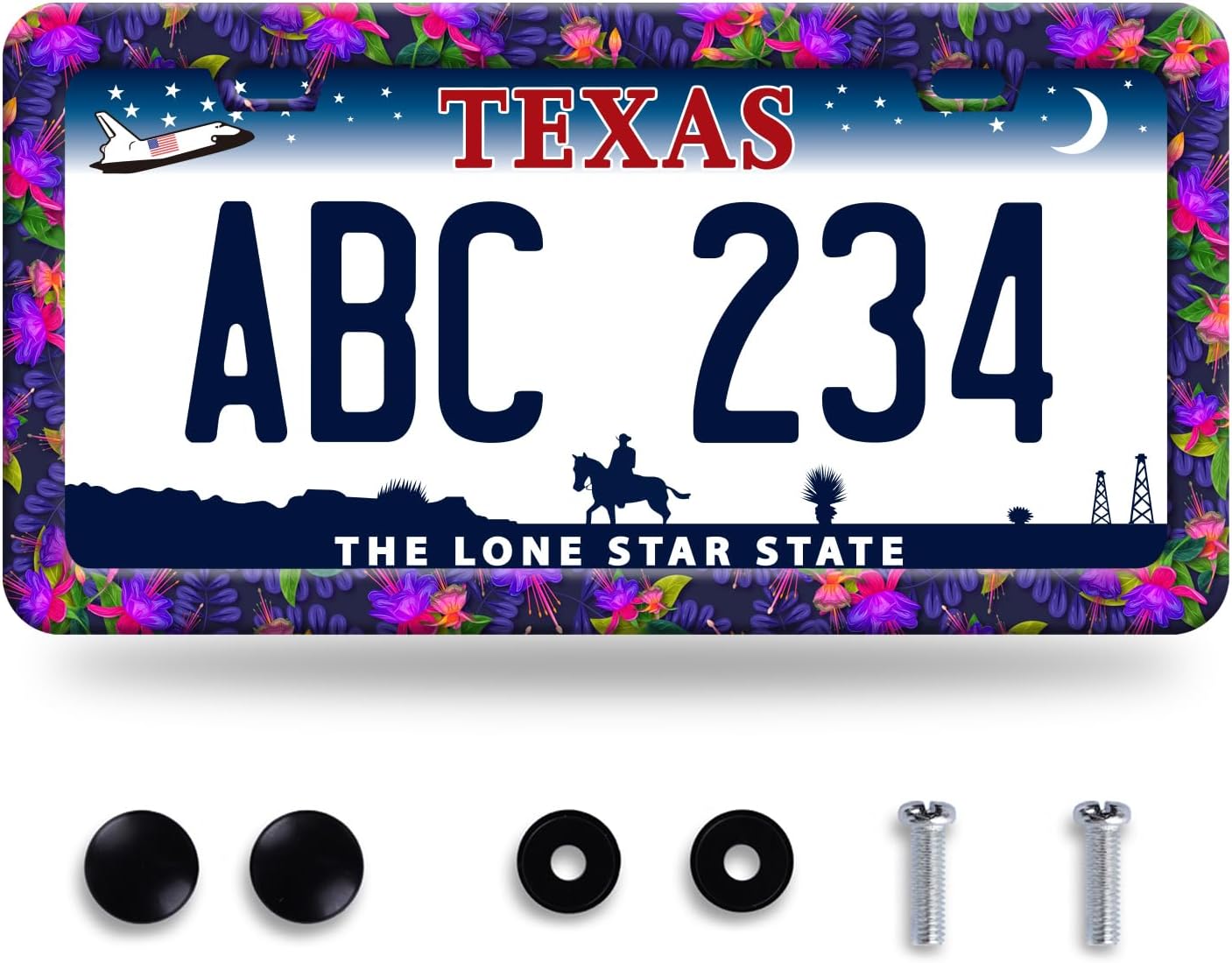 Amazon.com: Purple Flowers License Plate Frame Personalise Floral ...