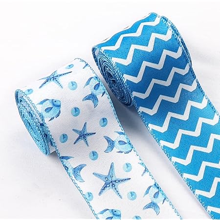 Amazon.com: 2pcs Summer Fabric Ribbons Summer Sea Ocean Wave Strips ...