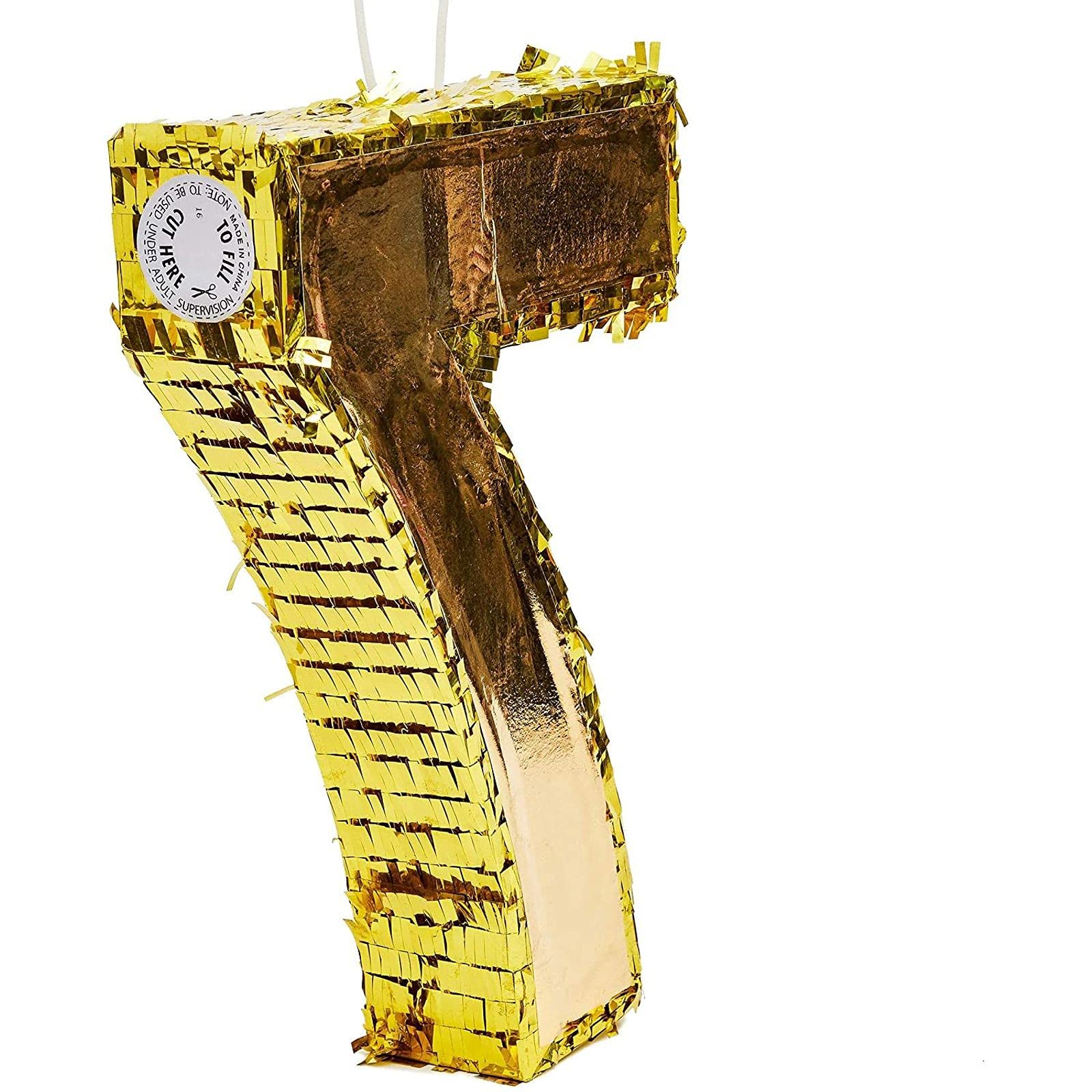Gold Foil Number 7 Pinata for 7th Birthday Party Decorations ...
