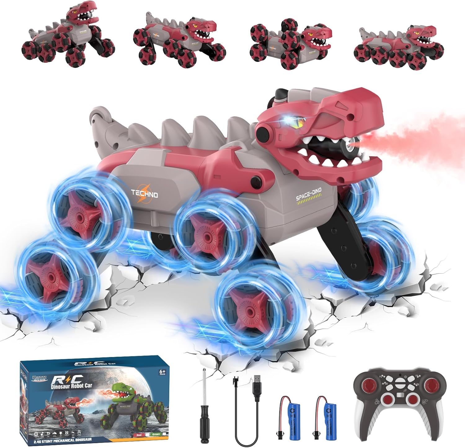 Amazon.com: 8 Wheels Dinosaur Transform RC Stunt Car - 2.4Ghz Remote ...