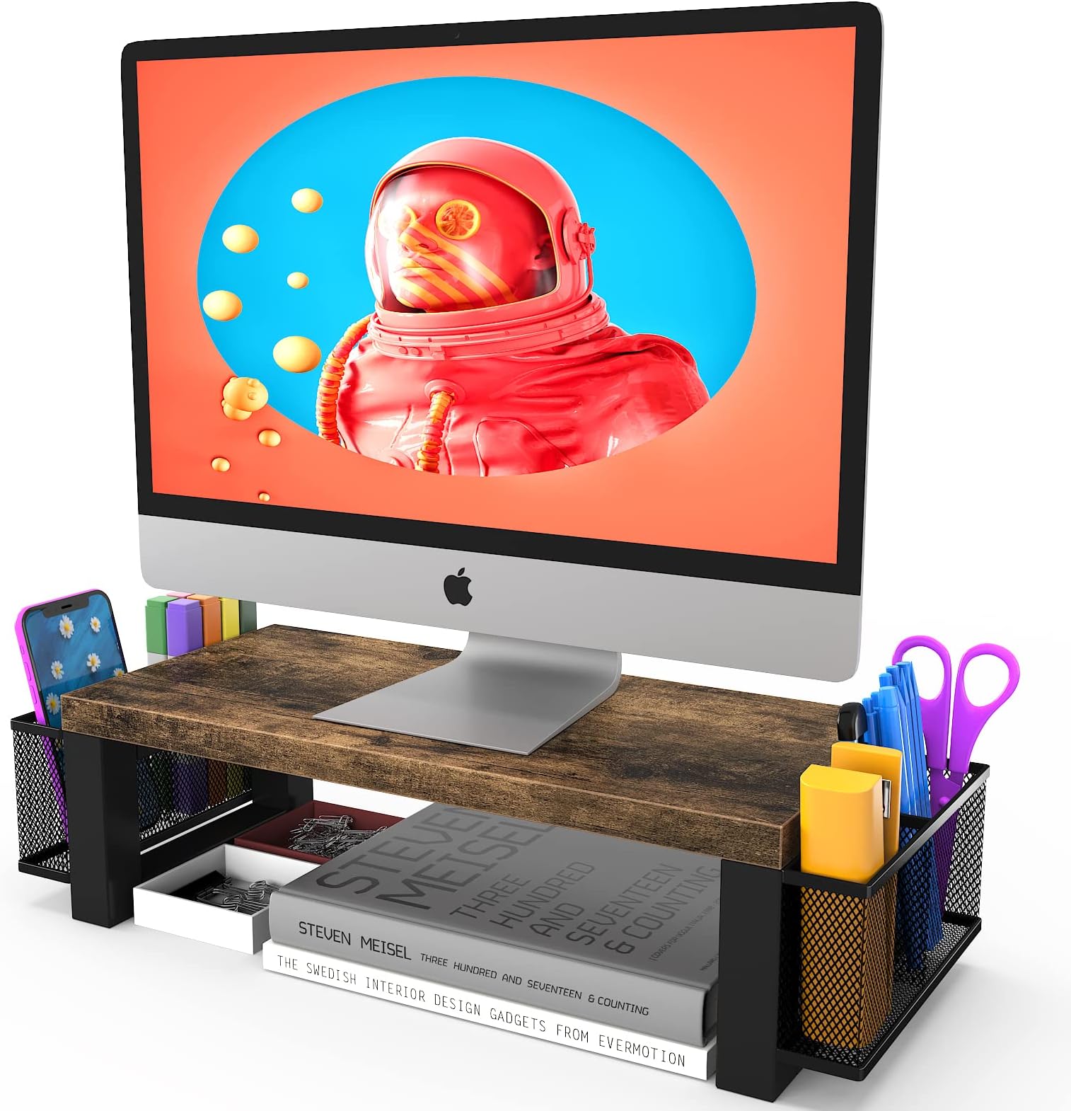 Amazon.com: YAOHUOO Monitor Stand with Storage, Computer Monitor Riser ...