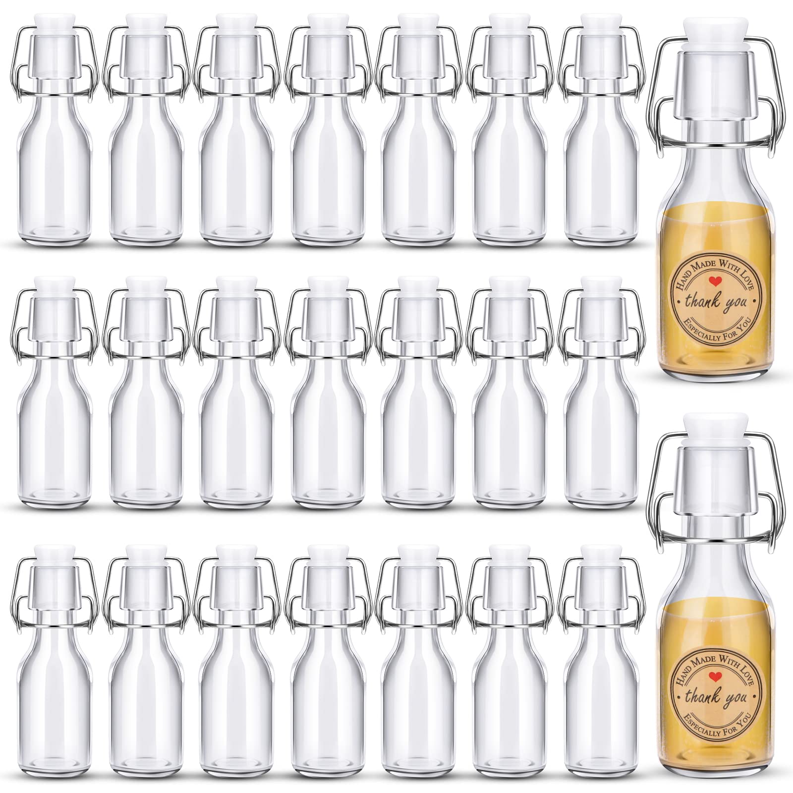 24 PCS Mini Flip Top Glass Bottle with Stoppers Decorative Swing Top ...