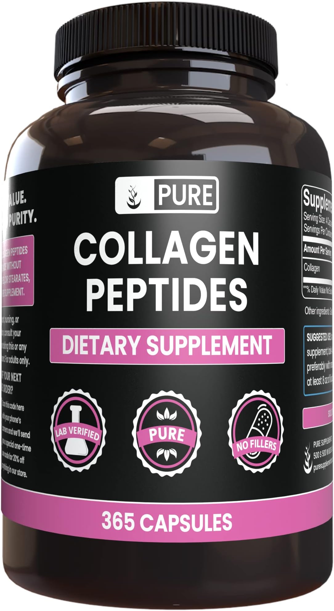Amazon.com: PureNature Collagen Ultra 90 Capsules Penta Collagen with 5 ...