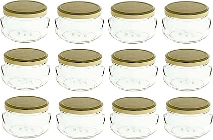 Amazon.com: Nakpunar 12 pcs 11 oz Glass Tureen Jars with Gold Lids ...