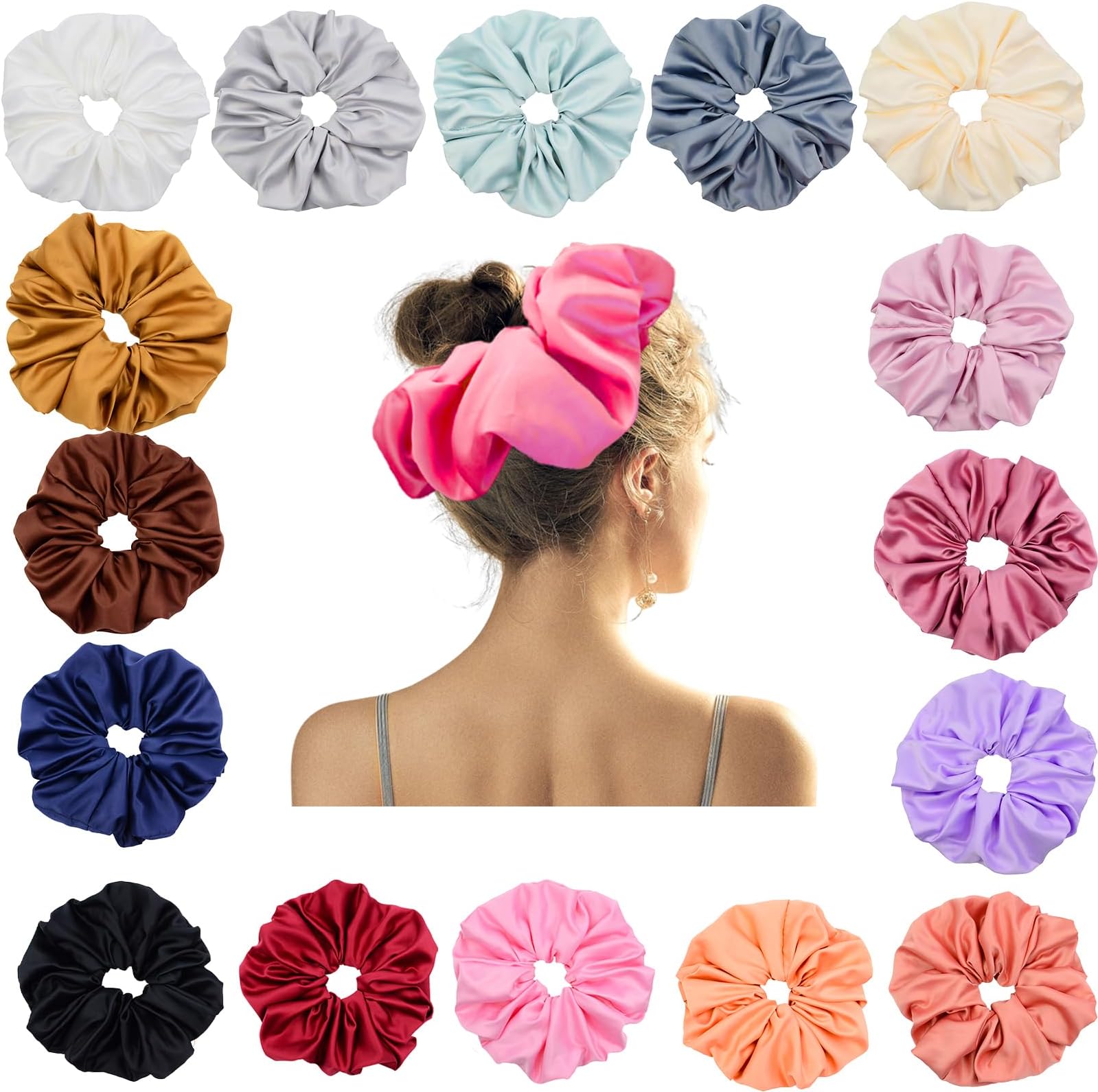Amazon.com : Large Satin Scrunchies Oversized Scrunchies Jumbo ...