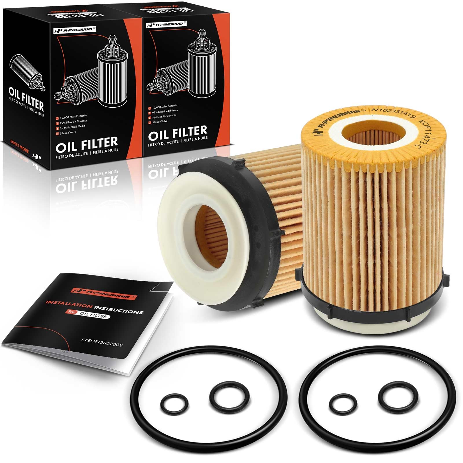 A-Premium 2-PC 10K Miles Protection Oil Filter Compatible with Mercedes ...