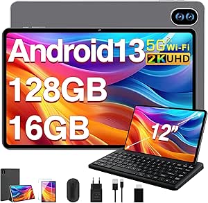 MEBERRY Tablet 12 Pollici Android 13 Tablet 2K Schermi, 16GB RAM 128GB ...
