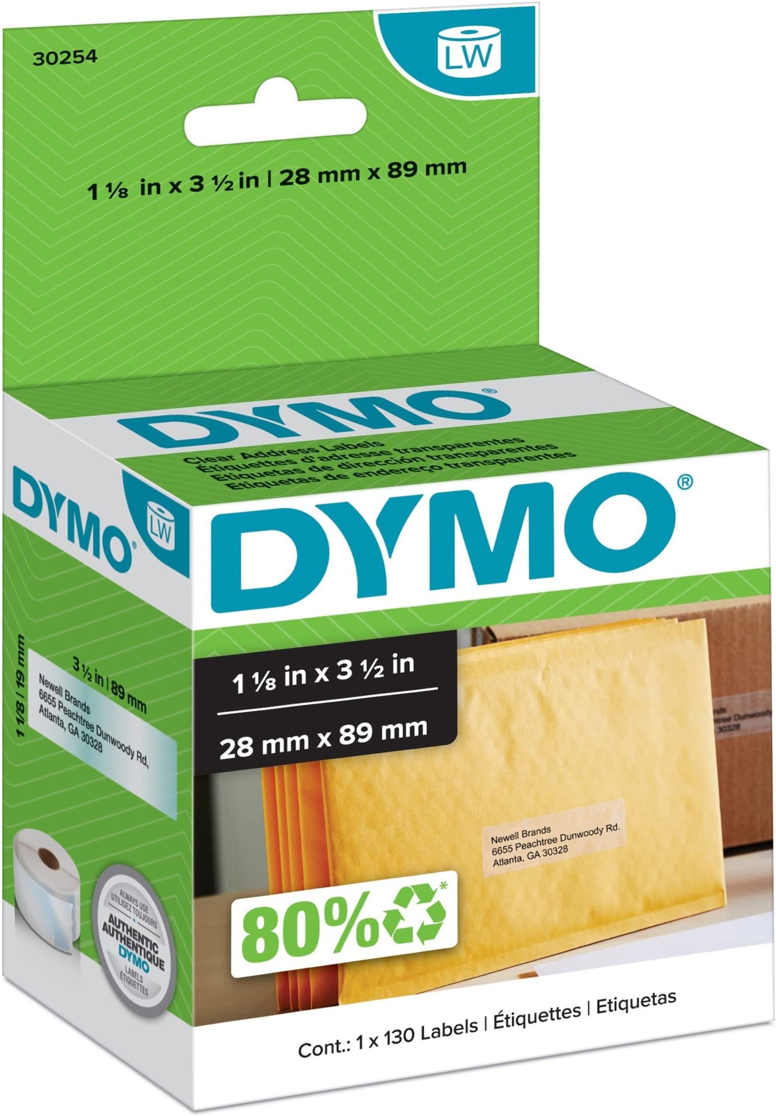 Amazon.com: Dymo, DYM30254, Clear Address Labels, 130 / Roll, Clear ...