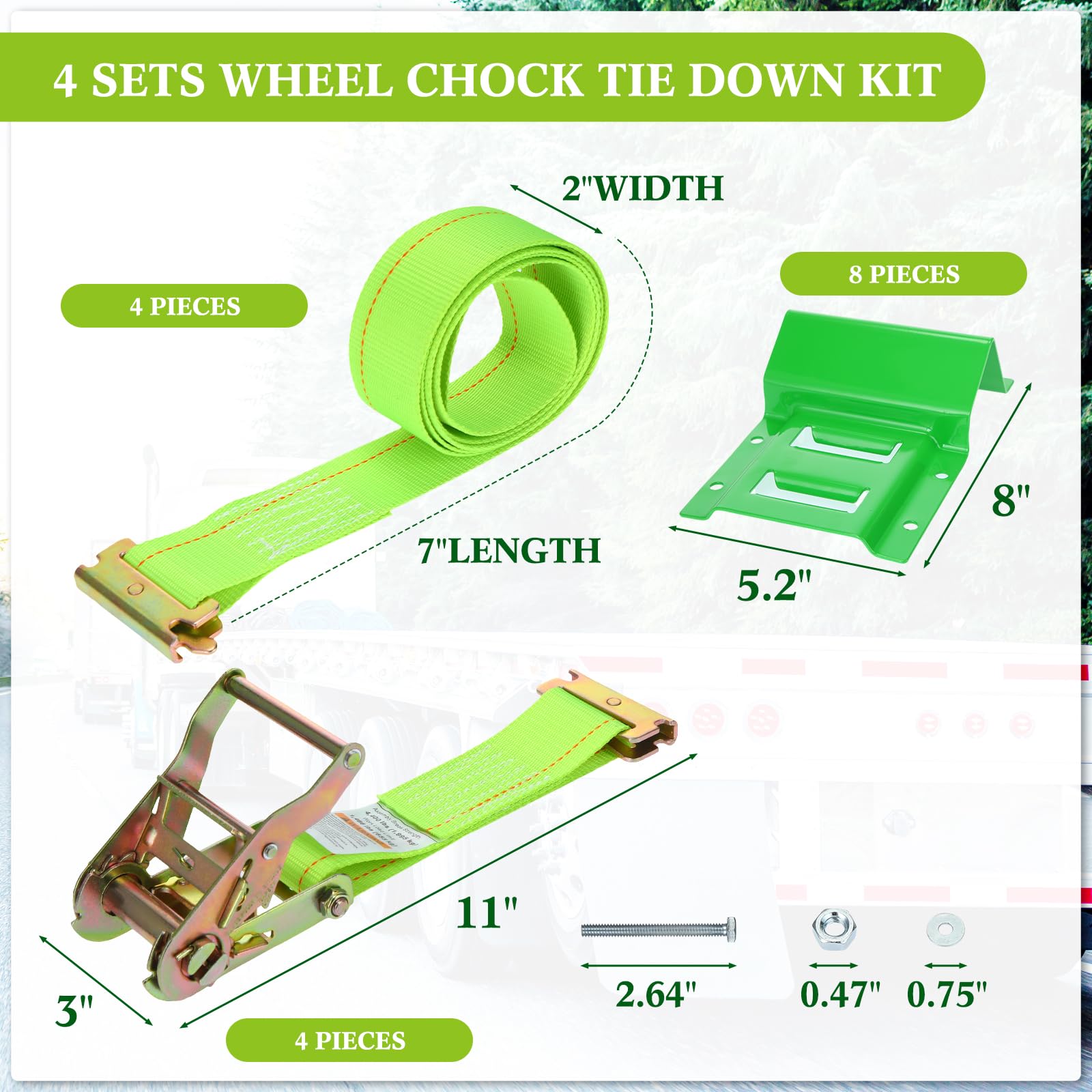 Snapklik.com : Datanly 4 Set Wheel Chock Tie Down Kit - 2 X 7 Heavy ...
