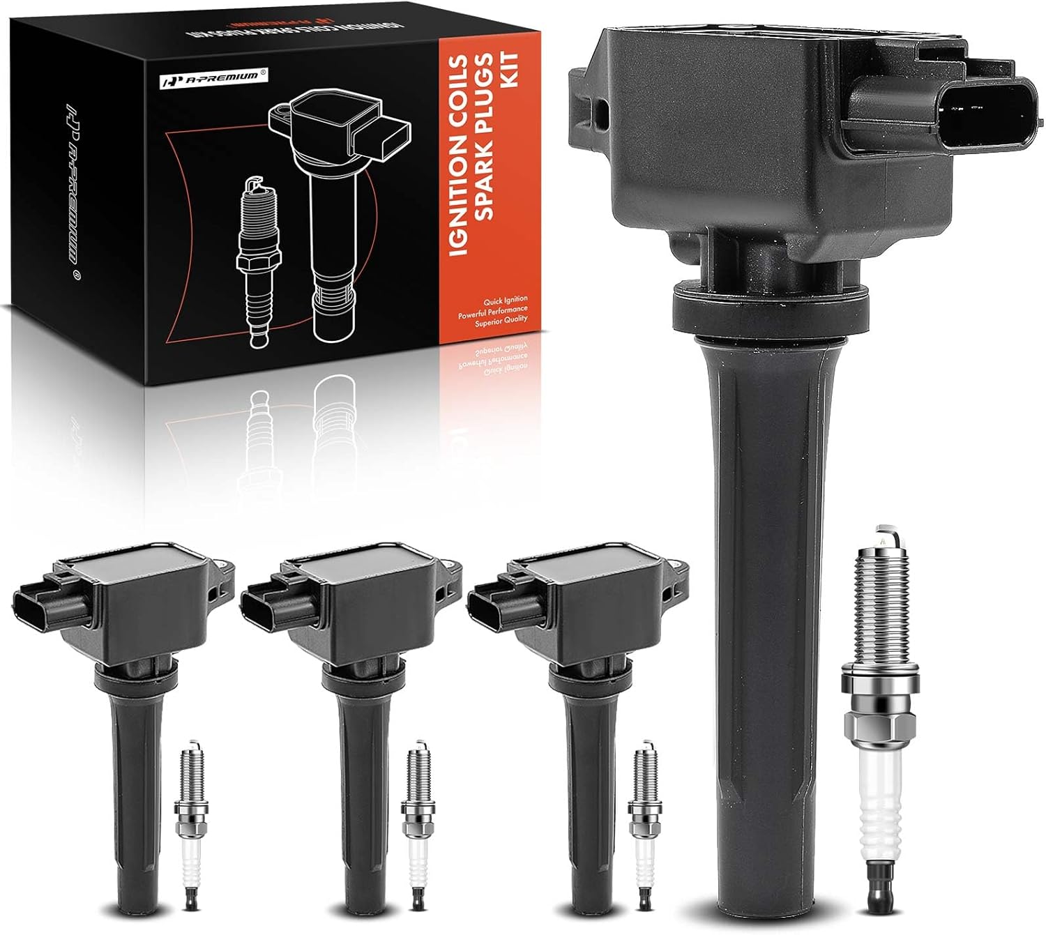 A-Premium Set of 4 Ignition Coil Pack and Iridium Spark Plugs ...